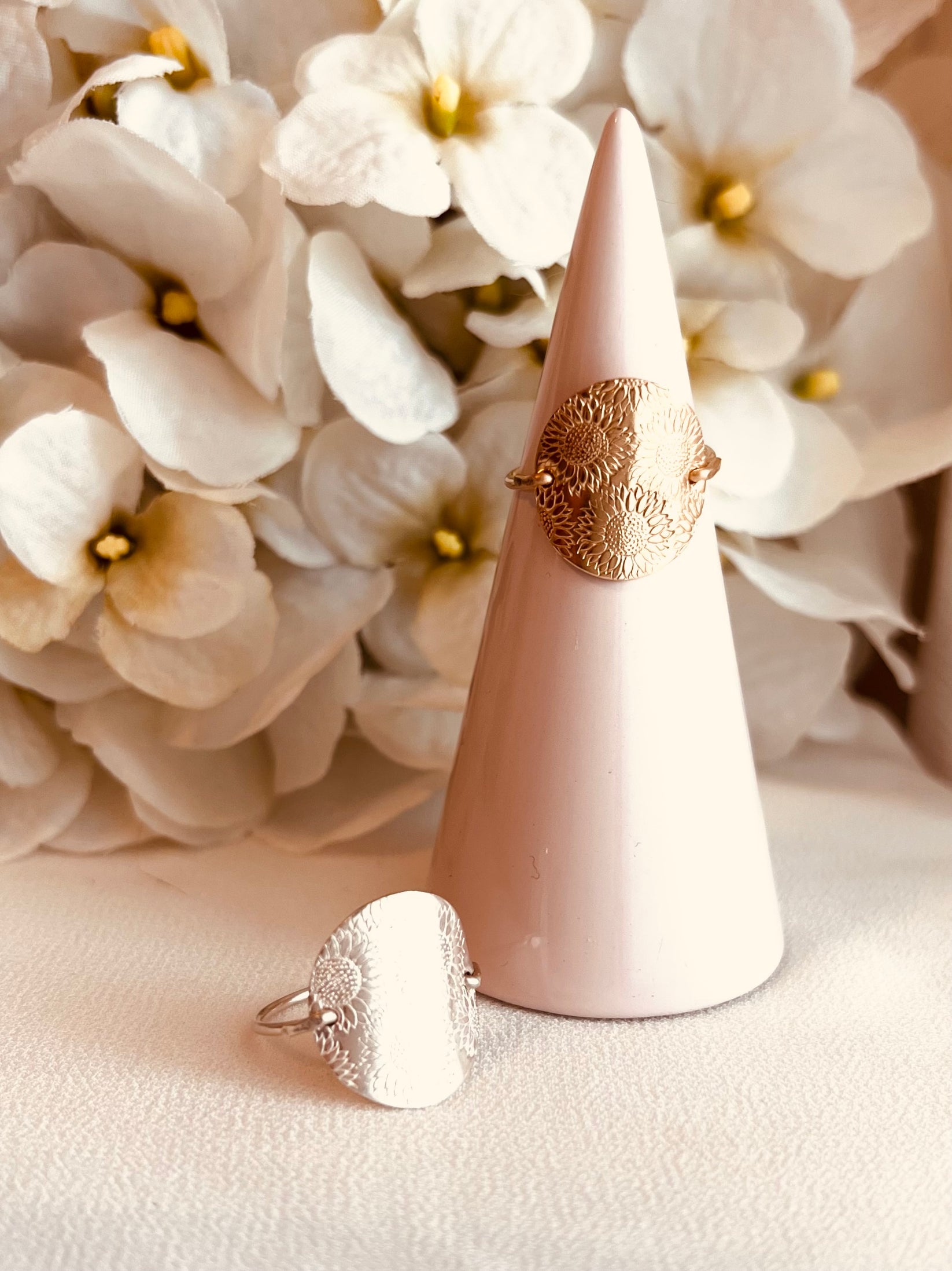 Sunflower Flower Ring 5/8” – Birth Flower Statement Ring – Coco Wagner ...