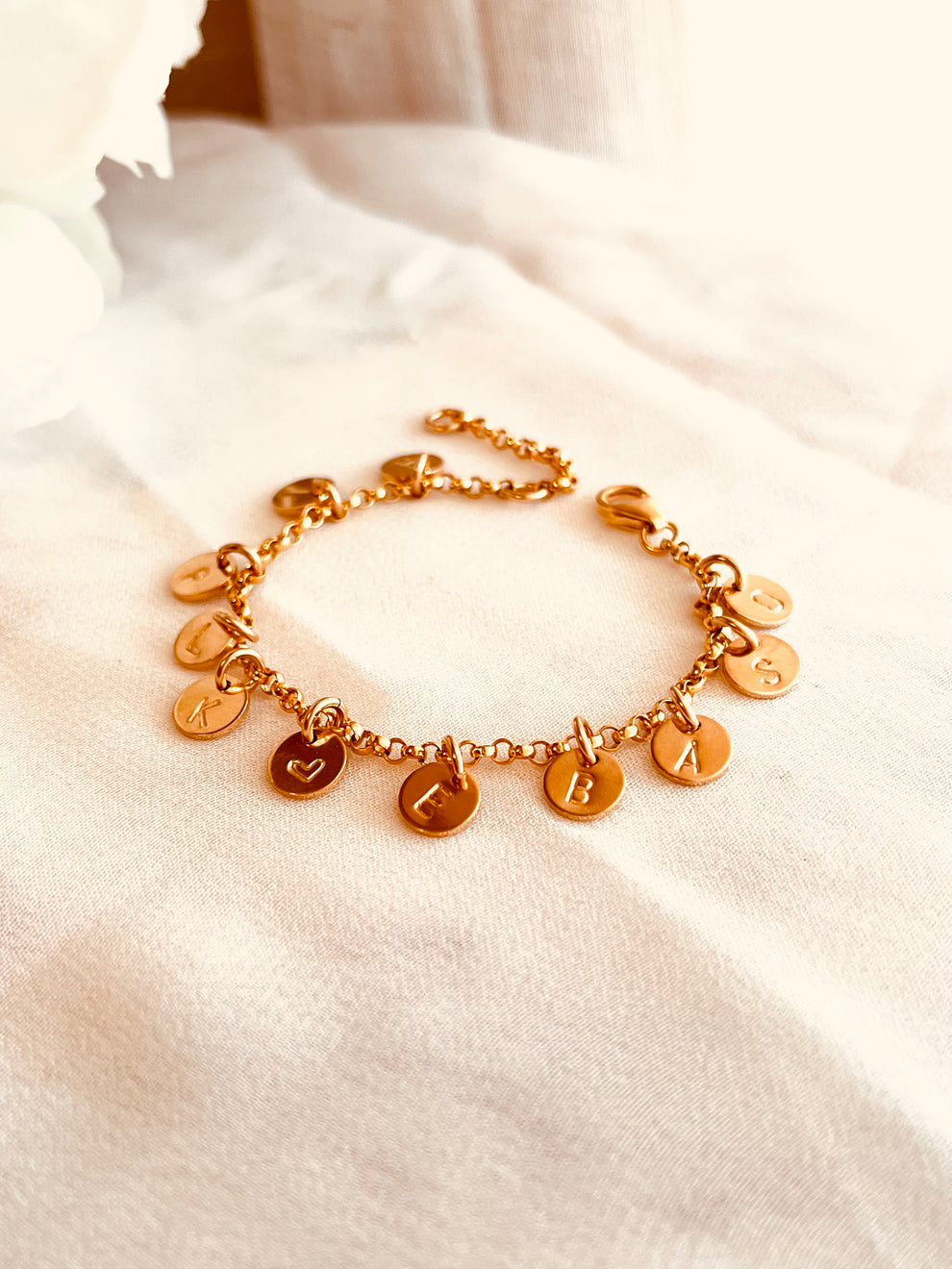 Gold Mini Disc Charm Bracelet – Personalized Everyday Disc Bracelet ...