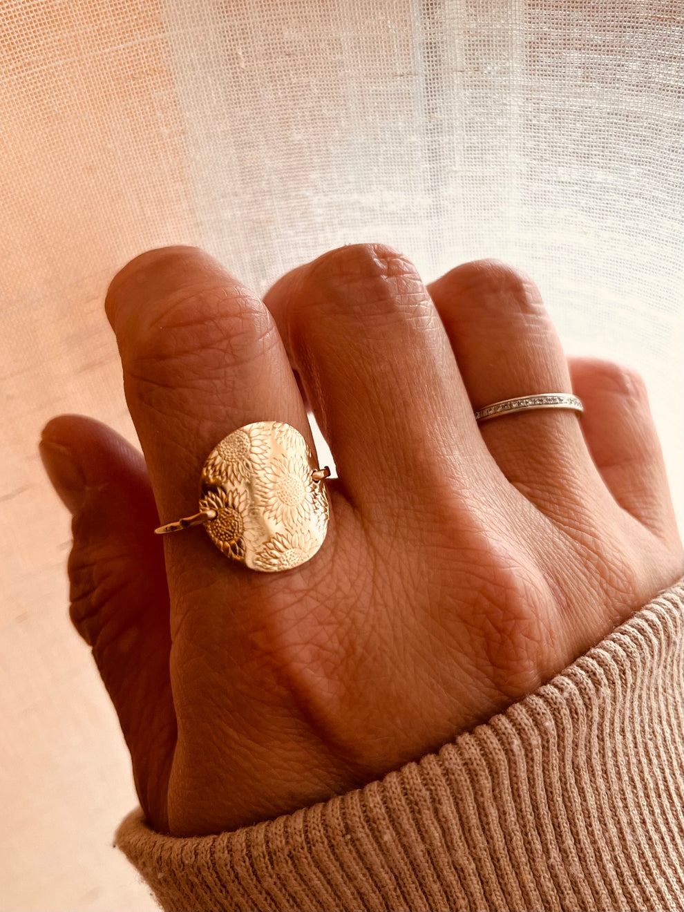 Sunflower Flower Ring 5/8” – Birth Flower Statement Ring – Coco Wagner ...