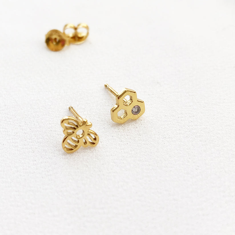 Bee & Honeycomb Earrings, Bee & Honeycomb Jewelry – Coco Wagner Design